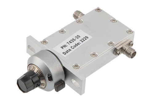 0 to 30 dB Variable Attenuator, SMA Female to SMA Female Rated to 5 Watts from 12.4 GHz to 18 GHz