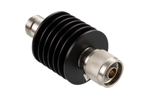 40 dB Fixed Attenuator, N Male to N Female Aluminum Black Anodized Body Rated to 10 Watts Up to ...