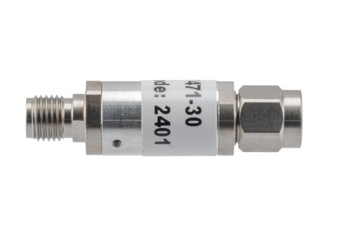 30 dB Fixed Attenuator, 3.5mm Male to 3.5mm Female Aluminum Body Rated ...