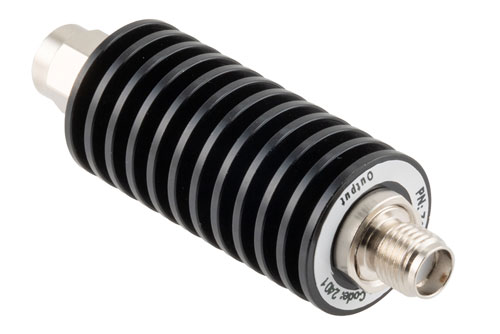 20 dB Fixed Attenuator, SMA Male to SMA Female Black Anodized Aluminum Body Rated to 20 Watts Up ...