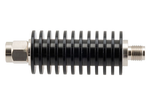 40 dB Fixed Attenuator, SMA Male to SMA Female Black Anodized Aluminum Body Rated to 20 Watts Up ...