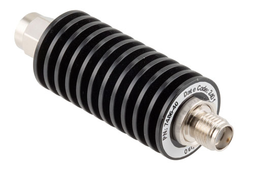 40 dB Fixed Attenuator, SMA Male to SMA Female Black Anodized Aluminum ...