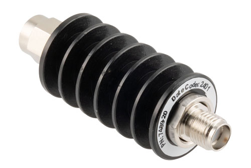 20 dB Fixed Attenuator, SMA Male to SMA Female Black Anodized Aluminum Body Rated to 10 Watts Up ...