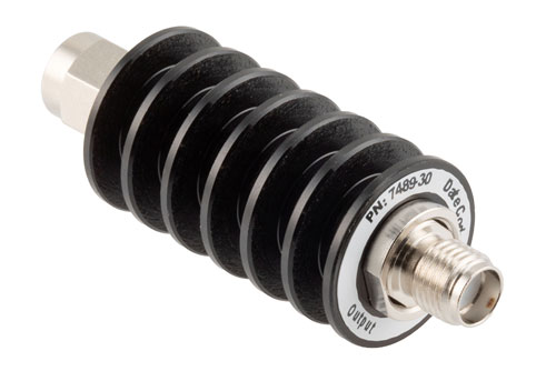 30 dB Fixed Attenuator, SMA Male to SMA Female Black Anodized Aluminum ...