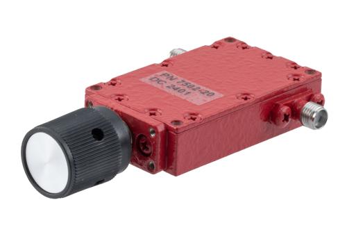 0 to 20 dB Variable Attenuator, SMA Female to SMA Female Rated to 5 Watts from 8 GHz to 18 GHz