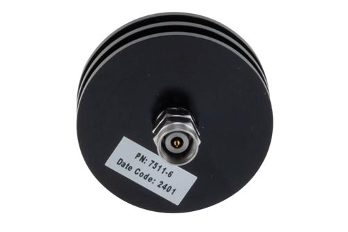 6 dB Fixed Attenuator, 2.4mm Male to 2.4mm Female Aluminum Body Rated to 5 Watts Up to 50 GHz
