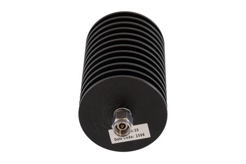 20 dB Fixed Attenuator, 2.92mm Male to 2.92mm Female Black Anodized Aluminum Body Rated to 20 ...