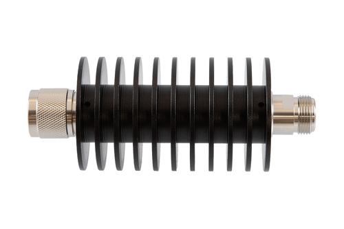 10 dB Fixed Attenuator, N Male to N Female Aluminum Black Anodized Body Rated to 50 Watts Up to ...