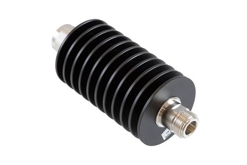 30 dB Fixed Attenuator, N Male to N Female Aluminum Black Anodized Body Rated to 50 Watts Up to ...