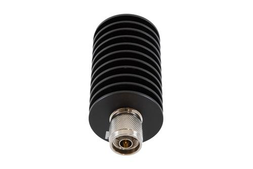 6 dB Fixed Attenuator, N Male to N Female Aluminum Black Anodized Body Rated to 50 Watts Up to ...