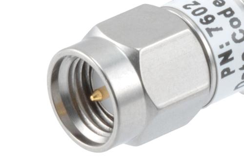 30dB RF fixed attenuator 2W, DC to 6GHz, SMA male to female, Stainless ...