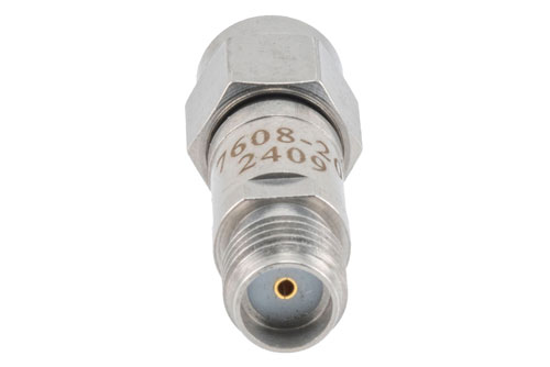 20 dB RF fixed attenuator 2W, DC to 6GHz, SMA Male to SMA Female, Stainless Steel