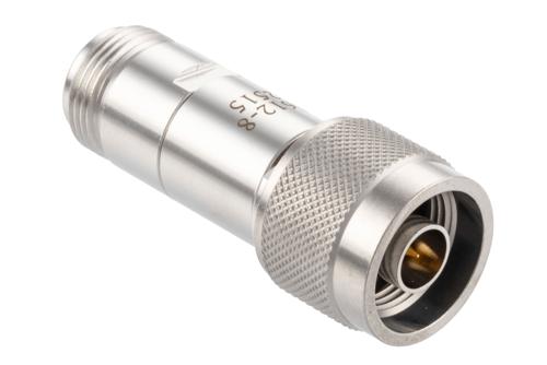 8 dB Fixed Attenuator N-Type Male to N-Type Female Passivated Stainless ...