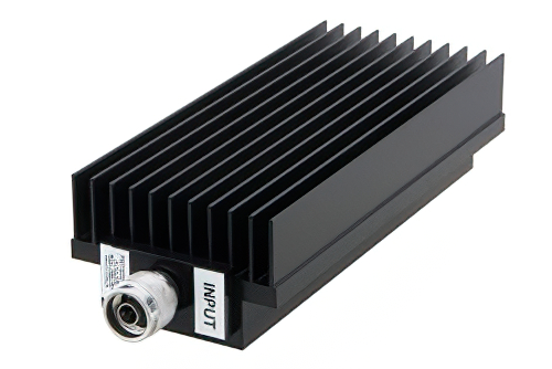 20 dB Fixed Attenuator, N Male to N Female Directional Black Anodized Aluminum Heatsink Body ...
