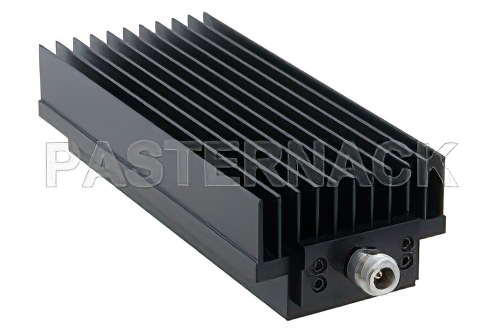 20 dB Fixed Attenuator, N Male to N Female Directional Black Anodized Aluminum Heatsink Body ...