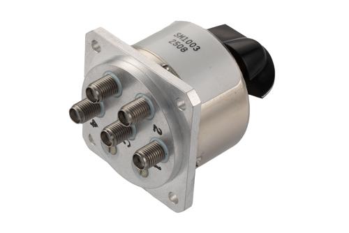 SP4T SMA Female Manual Switch DC to 18 GHz, Rated to 30 Watts
