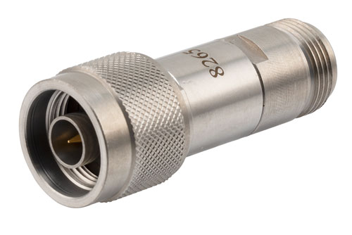 50 ohm N plug to N jack DC Block inner from 50MHz to 18GHz rated 200 Volt in Stainless Steel