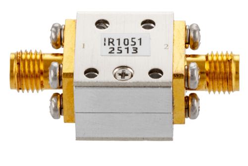 Isolator with 21 dB Isolation from 12 to 15 GHz, 10 Watts and SMA Female