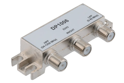 Diplexer 75 Ohm Type F Female, 5 to 42 MHz Low Pass, 54 to 1250 MHz ...
