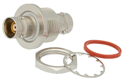 Bulkhead Mount Isolated Ground BNC Triax Female to BNC Triax Female Adapter