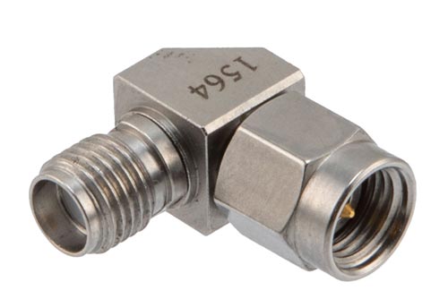 2.92mm Male to SMA Female Miter Right Angle Adapter, DC to 27 GHz