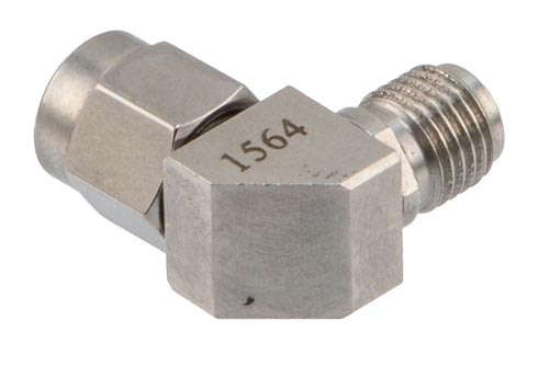 2.92mm Male to SMA Female Miter Right Angle Adapter, DC to 27 GHz
