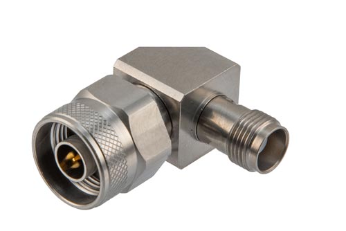 N Male to TNC Female Miter Right Angle Adapter, DC to 18 GHz