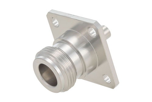 Low PIM 4 Hole Flange Mount N Female to QMA Female Adapter