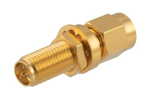 RP SMA Male to RP SMA Female Bulkhead Mount Adapter, VSWR 1.2 up to 6 GHz