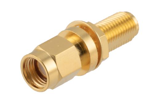 RP SMA Male to RP SMA Female Bulkhead Mount Adapter, VSWR 1.2 up to 6 ...