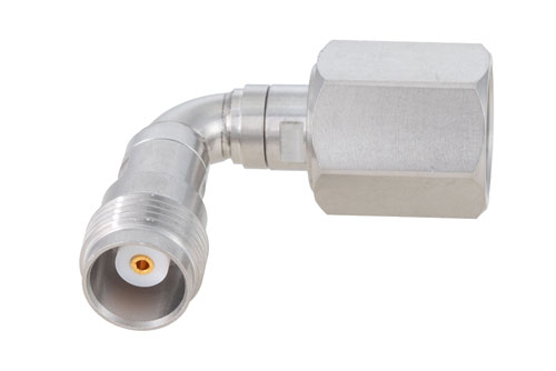 TNC Male to Female Radius Right Angle Adapter, VSWR 1.2 Max. DC-18GHz