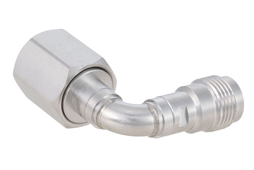 TNC Male to Female Radius Right Angle Adapter, VSWR 1.2 Max. DC-18GHz