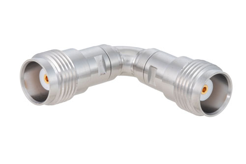 TNC Female to Female Radius Right Angle Adapter, VSWR 1.2 Max. DC-18GHz