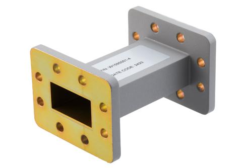 WR-159 Straight Waveguide Section 4 Inch Length, UG Cover and Grooved Flanges from 4.64 GHz to 7 ...