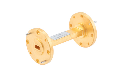 WR-22 Straight Waveguide Section 2 Inch Length, UG-383/U Round Cover Flange from 33 GHz to 50 GHz