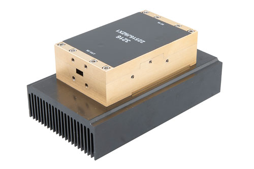 WR-28 Waveguide Power Amplifier, Ka Band, 26.5 to 40 GHz, 35 dB Gain, 34 dBm Psat, UG-599/U Flange