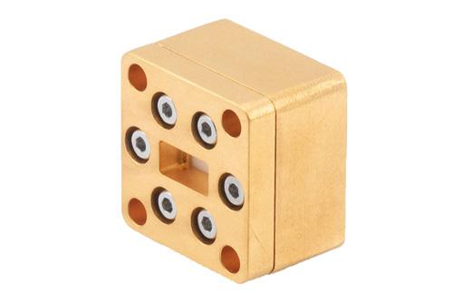 WR-34 Waveguide Pressure Window, UG Cover and UG Grooved Flanges, Brass