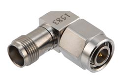 TNC Male to TNC Female Miter Right Angle Adapter, DC to 18 GHz